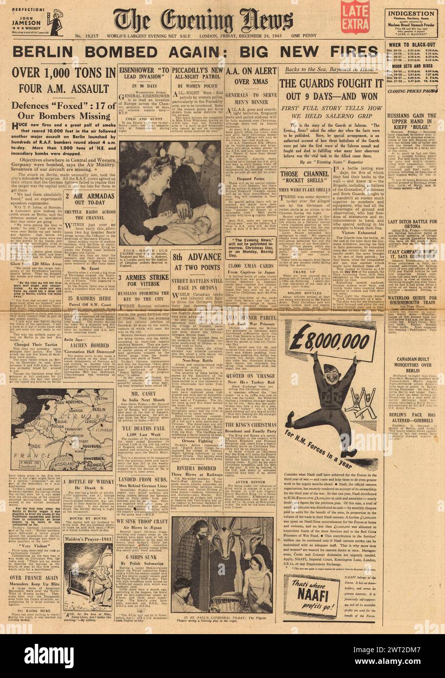 1943 Evening News front page reporting RAF bomb Berlin Stock Photo - Alamy