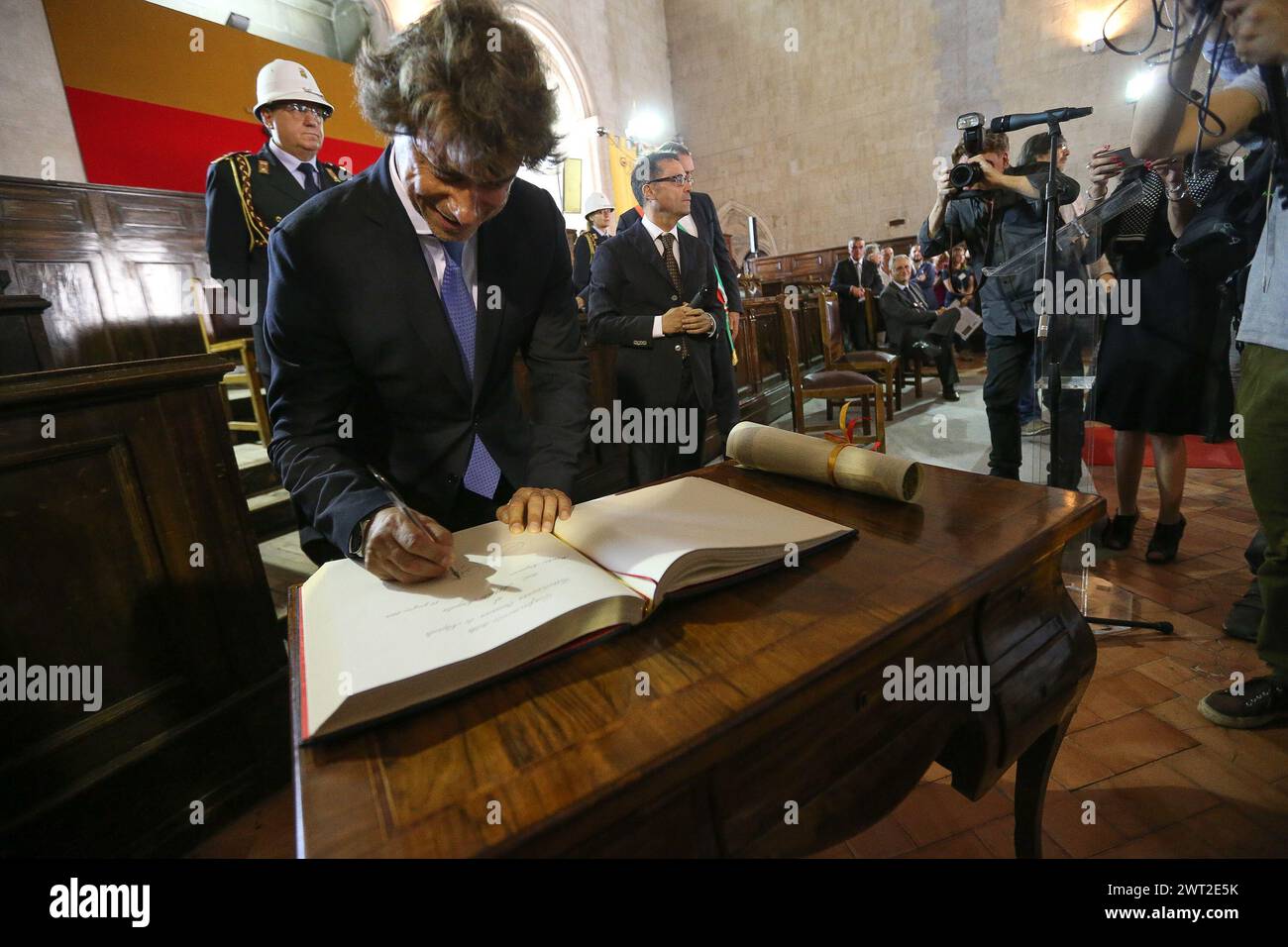 The Italian television host and scientific communicator, Alberto Angela ...
