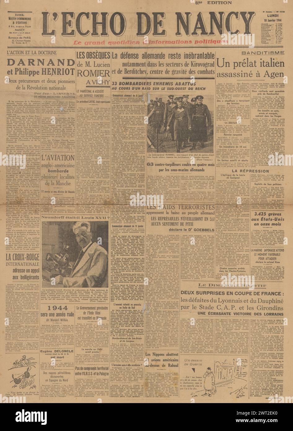 1944 L'Echo De Nancy front page reporting Red Army advance on Eastern ...