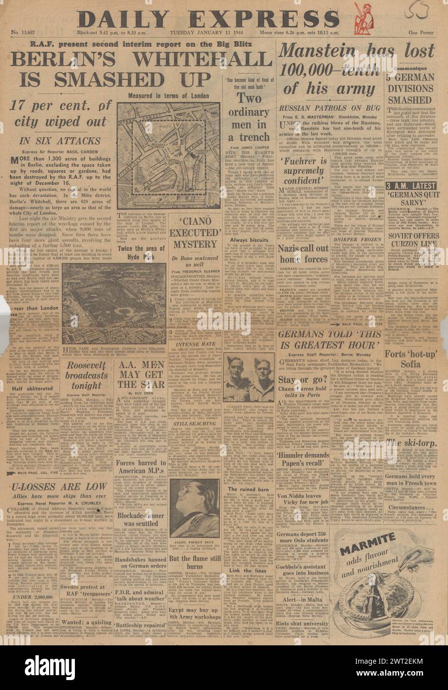 1944 Daily Express front page reporting Red Army advance on Eastern ...