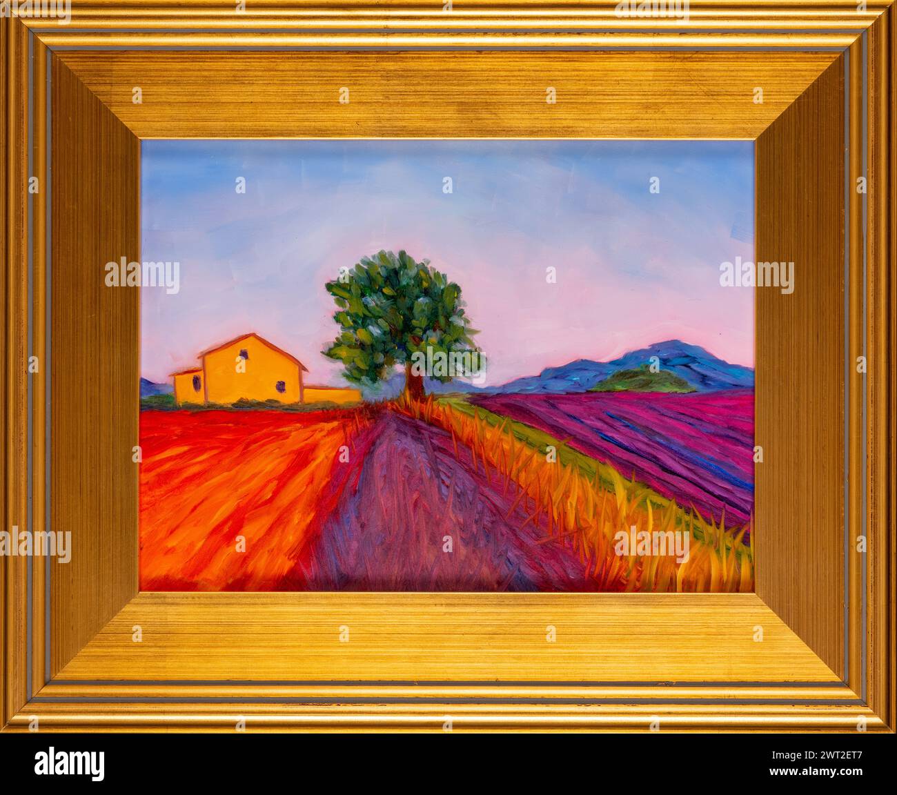 Contemporary impressionism oil painting in a plein aire gold frame ...