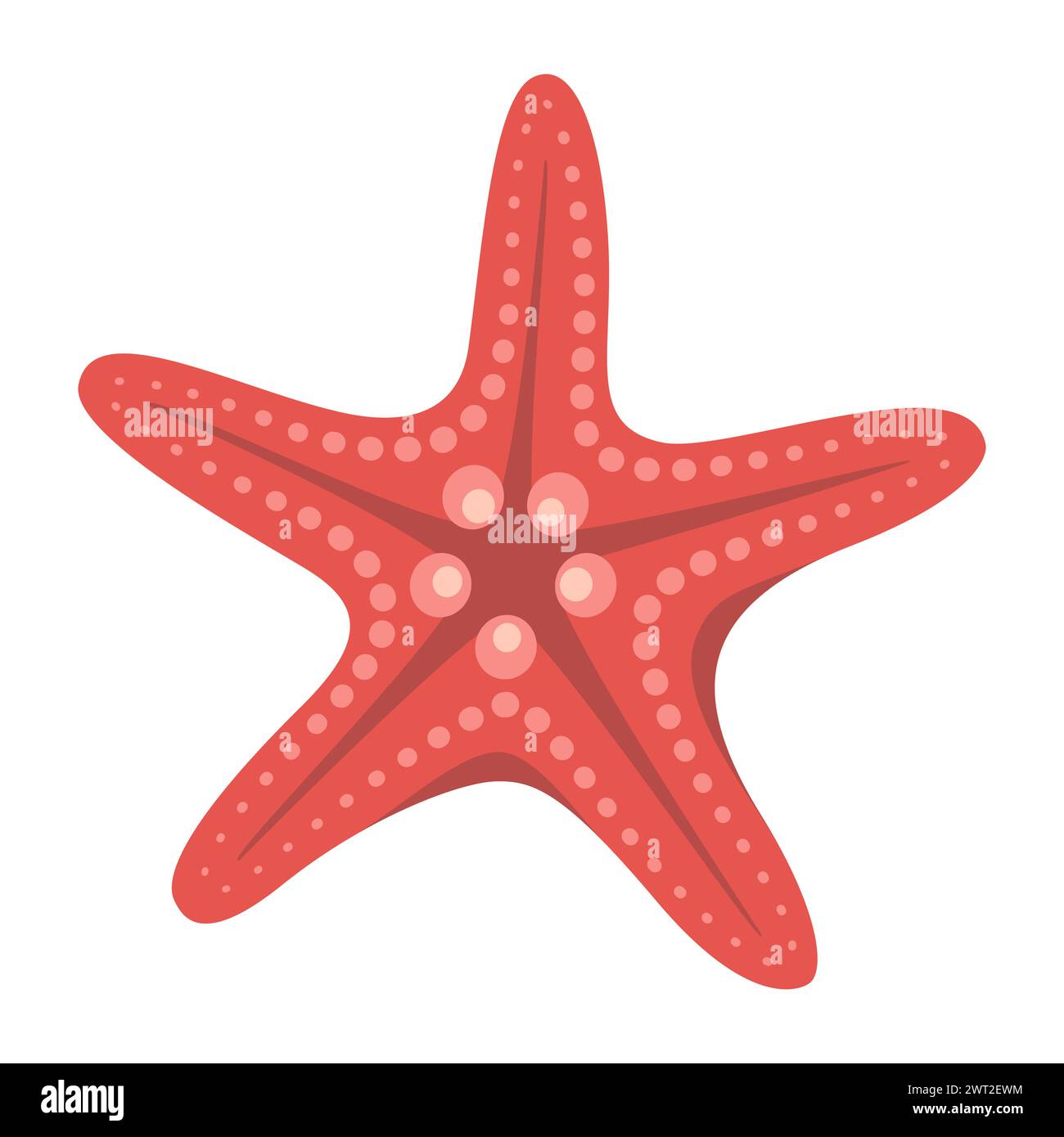 Starfish flat style. Red Starfish icon. Sea animal cartoon style ...