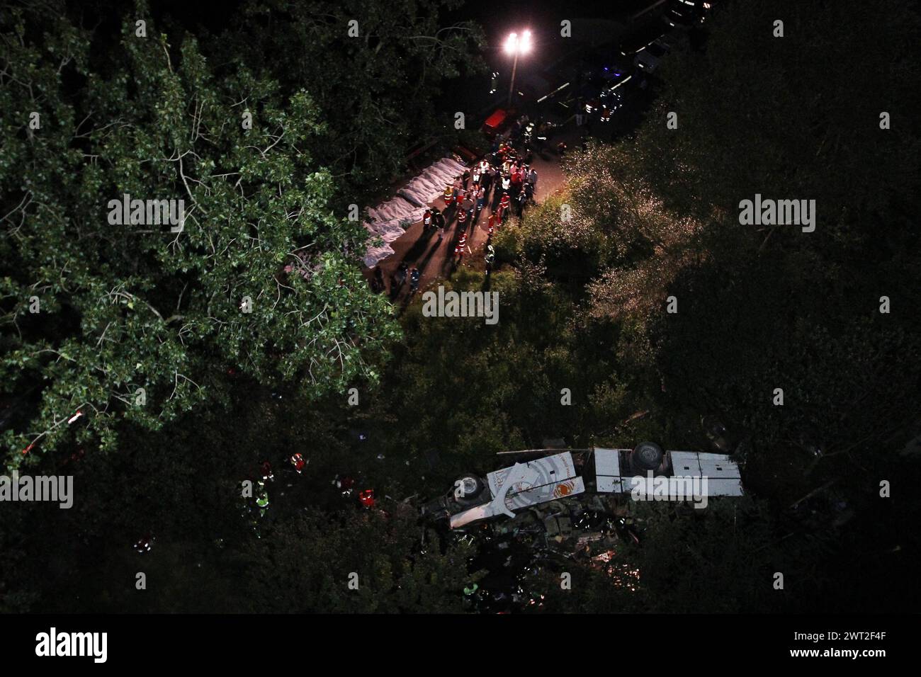 A bus with 40 people on board, all dead, crashed into an escarpment on ...