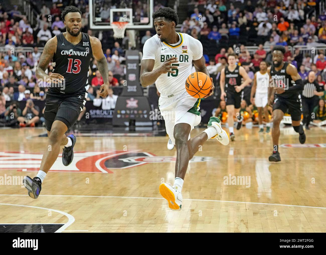 MAR 14 2024: after a steal, Baylor Bears forward Josh Ojianwuna (15 ...