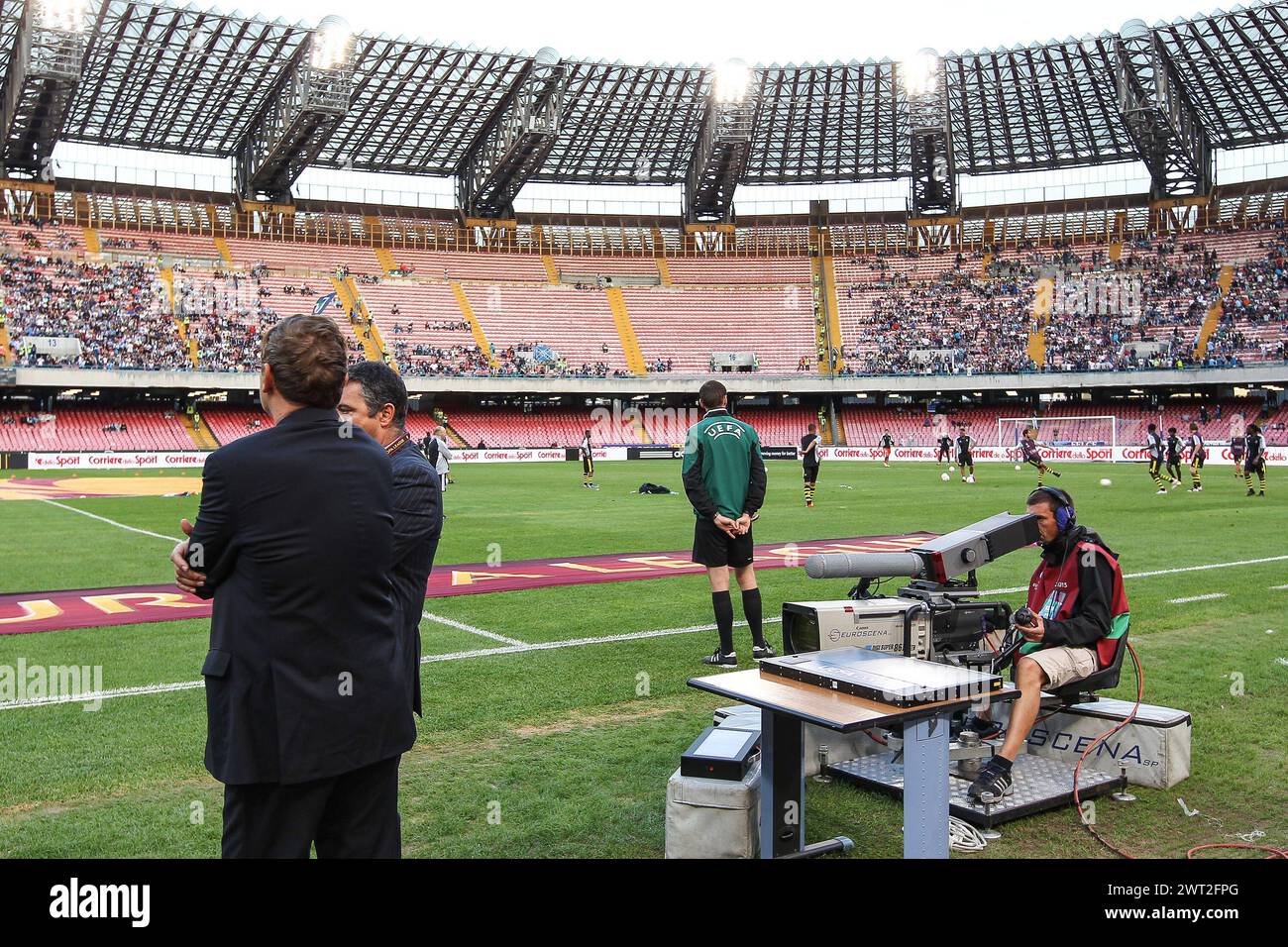 An interior view of the San Paolo stadium, before a soccer match, with ...