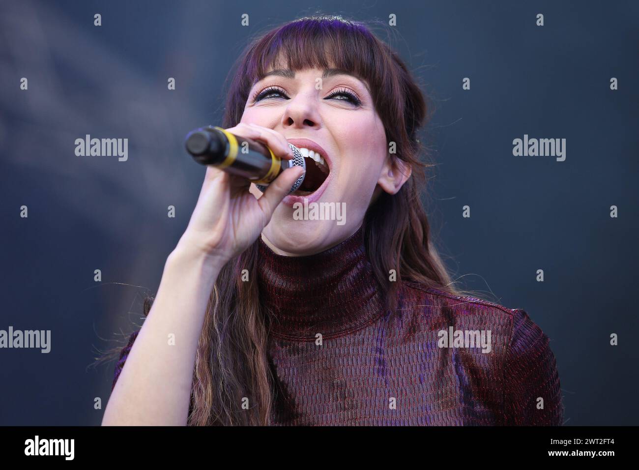 The italian singer Simona Molinari, during a concert in Naples Stock ...