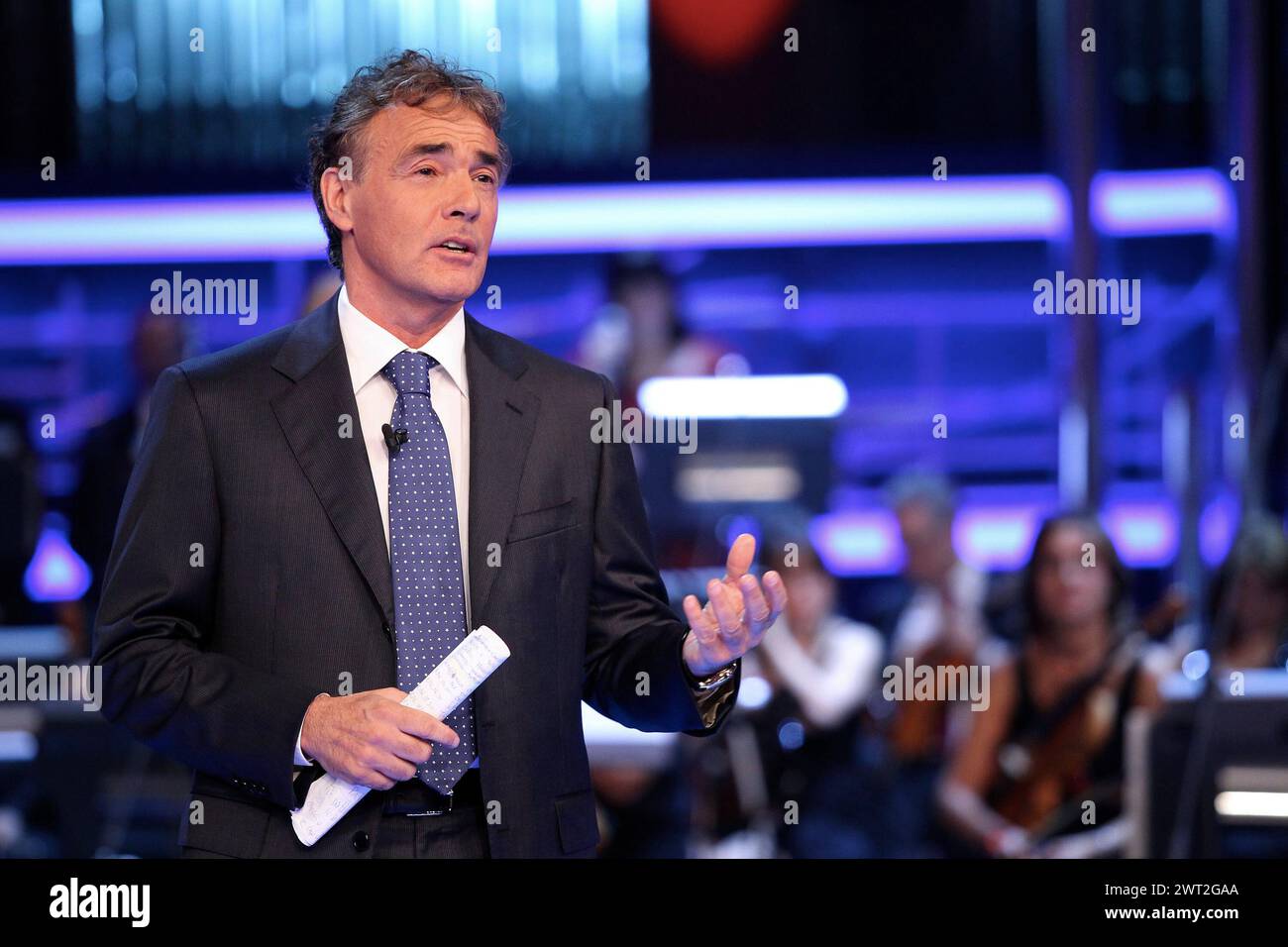 The italian TV host Massimo Giletti performs live during a TV show ...
