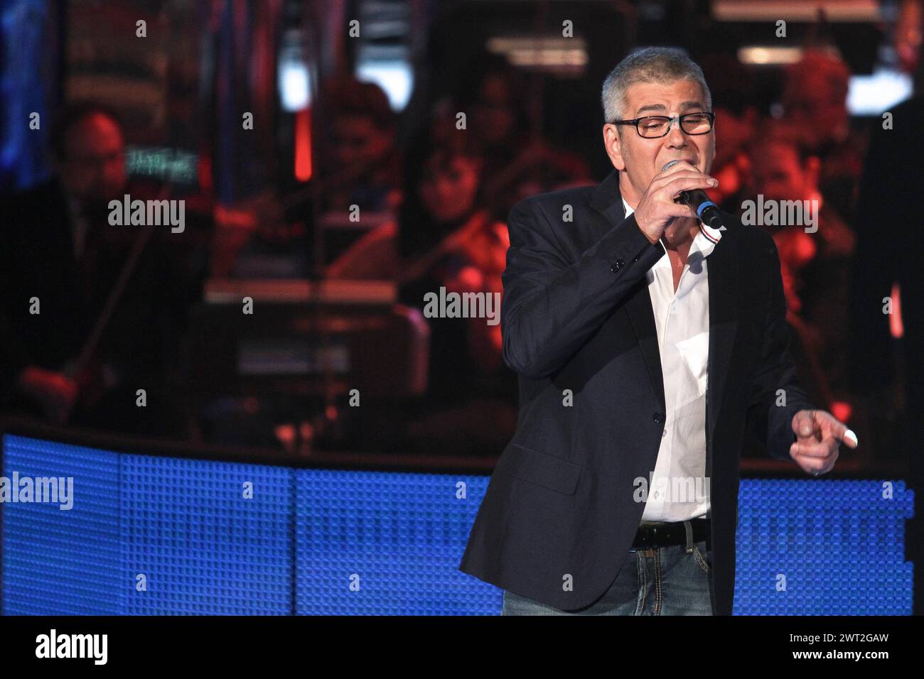The italian singer Michele Zarrillo performs live during a TV show ...