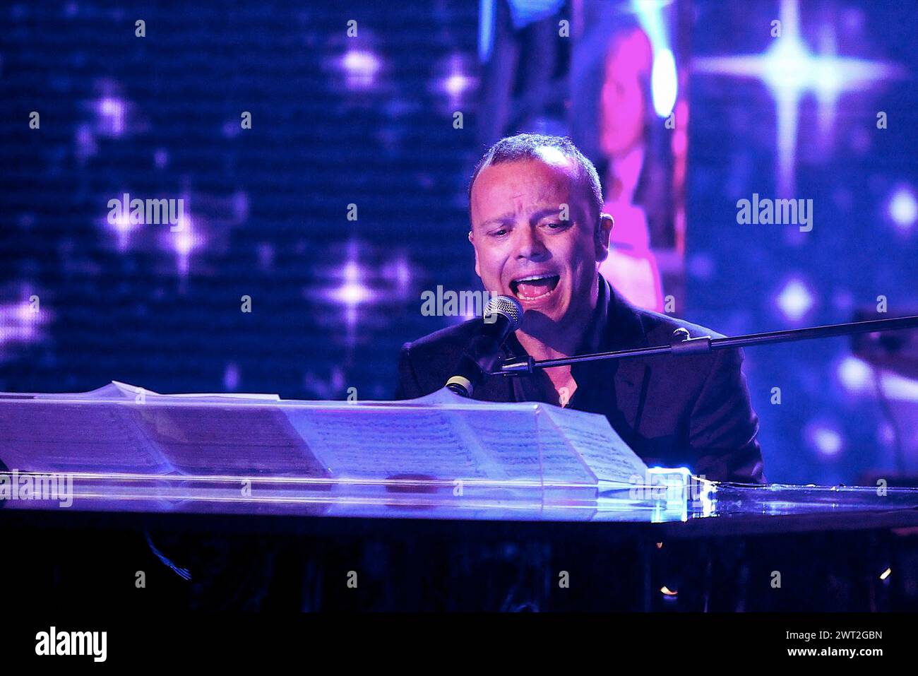 The italian singer Gigi D'Alessio performs live during a TV show Stock ...