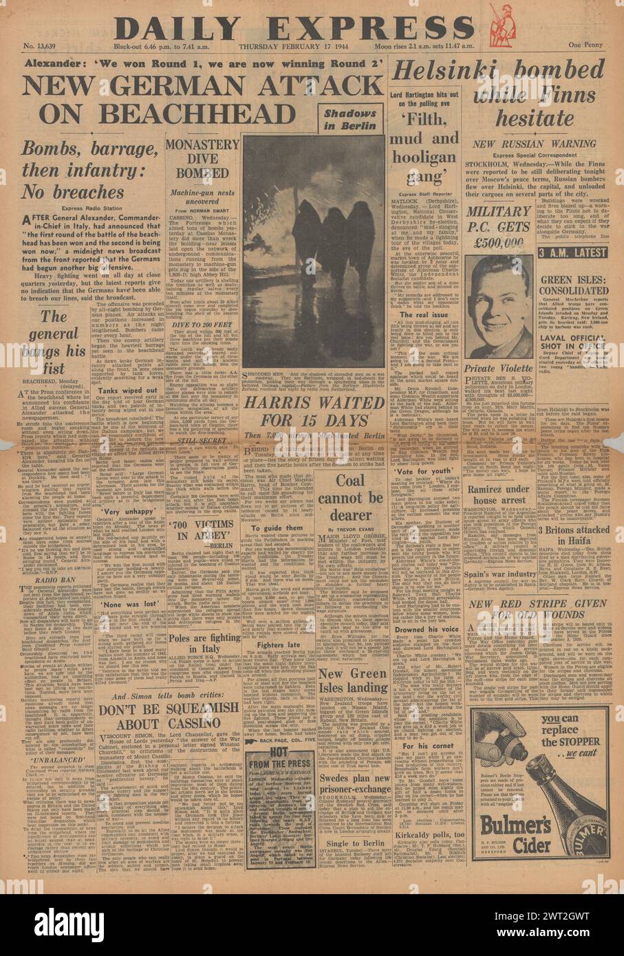 Monte cassino 1944 newspaper hi-res stock photography and images - Alamy