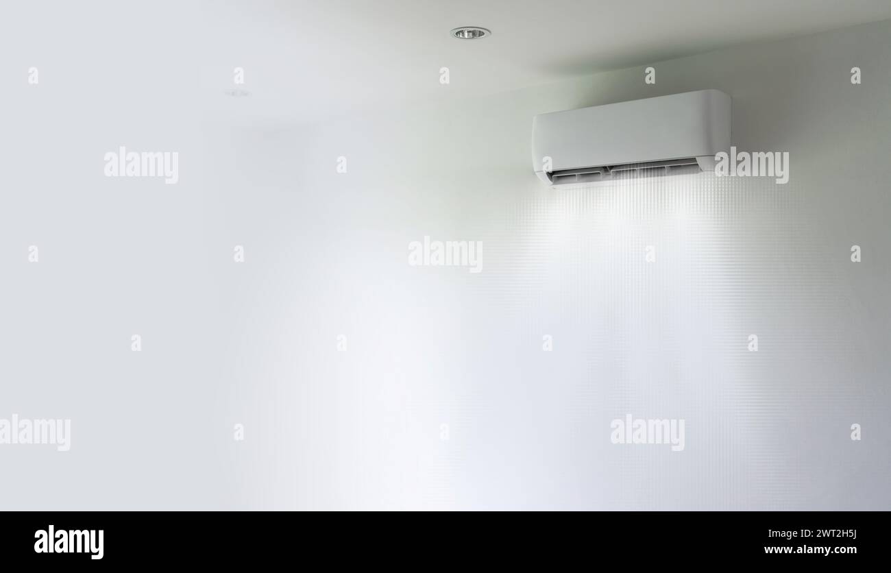 Air conditioner and wind flow on white wall background Stock Photo - Alamy