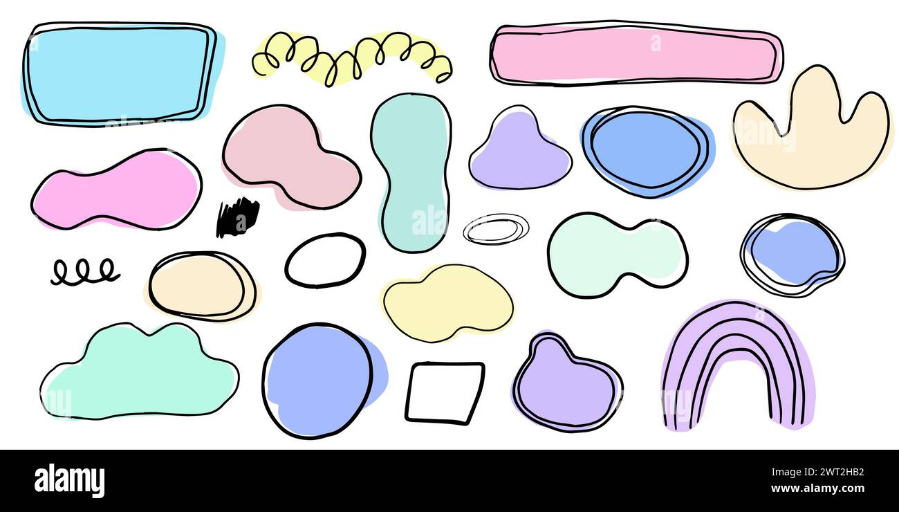 Organic blob soft shape y2k abstract comic element with line decoration ...