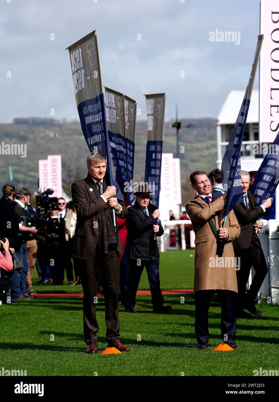 Trainer Michael Dickinson and former jockey Richard Johnson during the ...