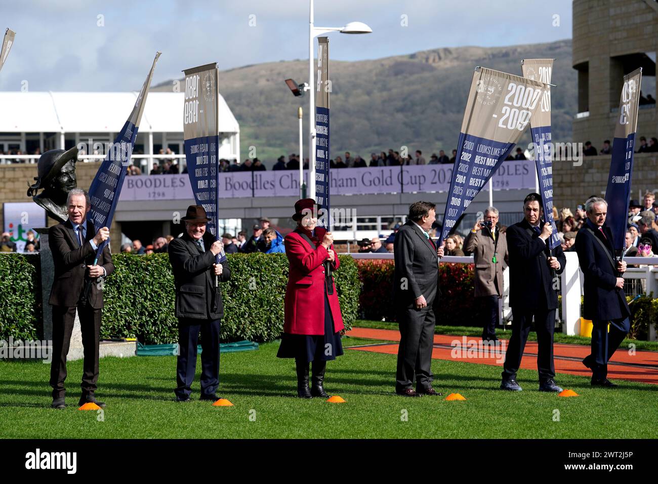 Cheltenham legends during the flag ceremony on day four of the 2024 ...
