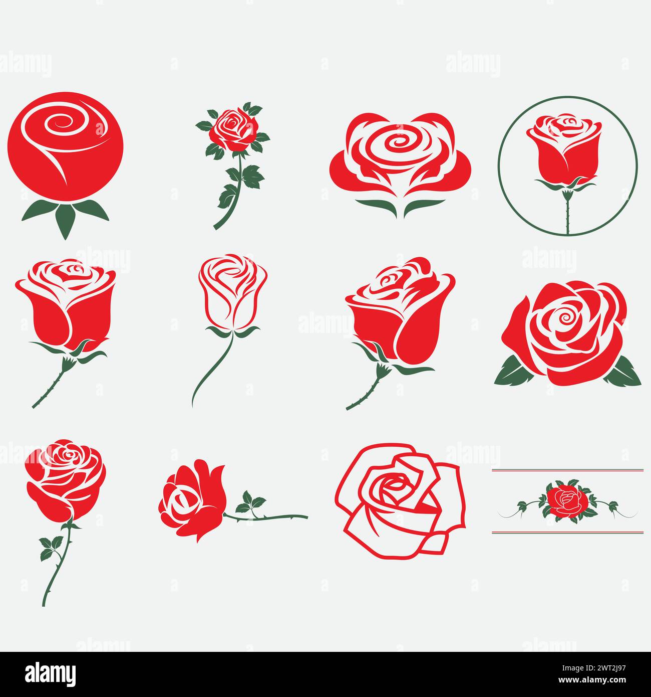 Rose vector logo icon set Stock Vector Image & Art - Alamy