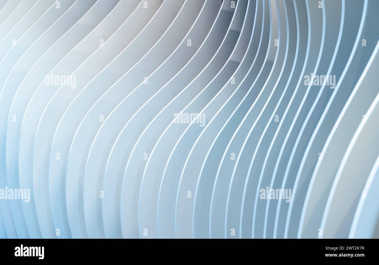 Abstract geometric architecture background with wavy wall installation ...