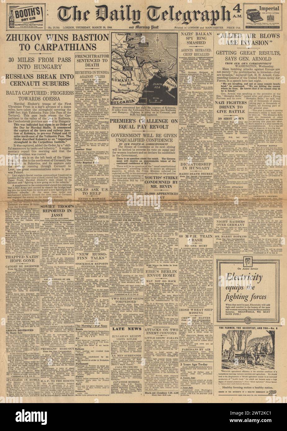1944 daily telegraph front page hi-res stock photography and images - Alamy