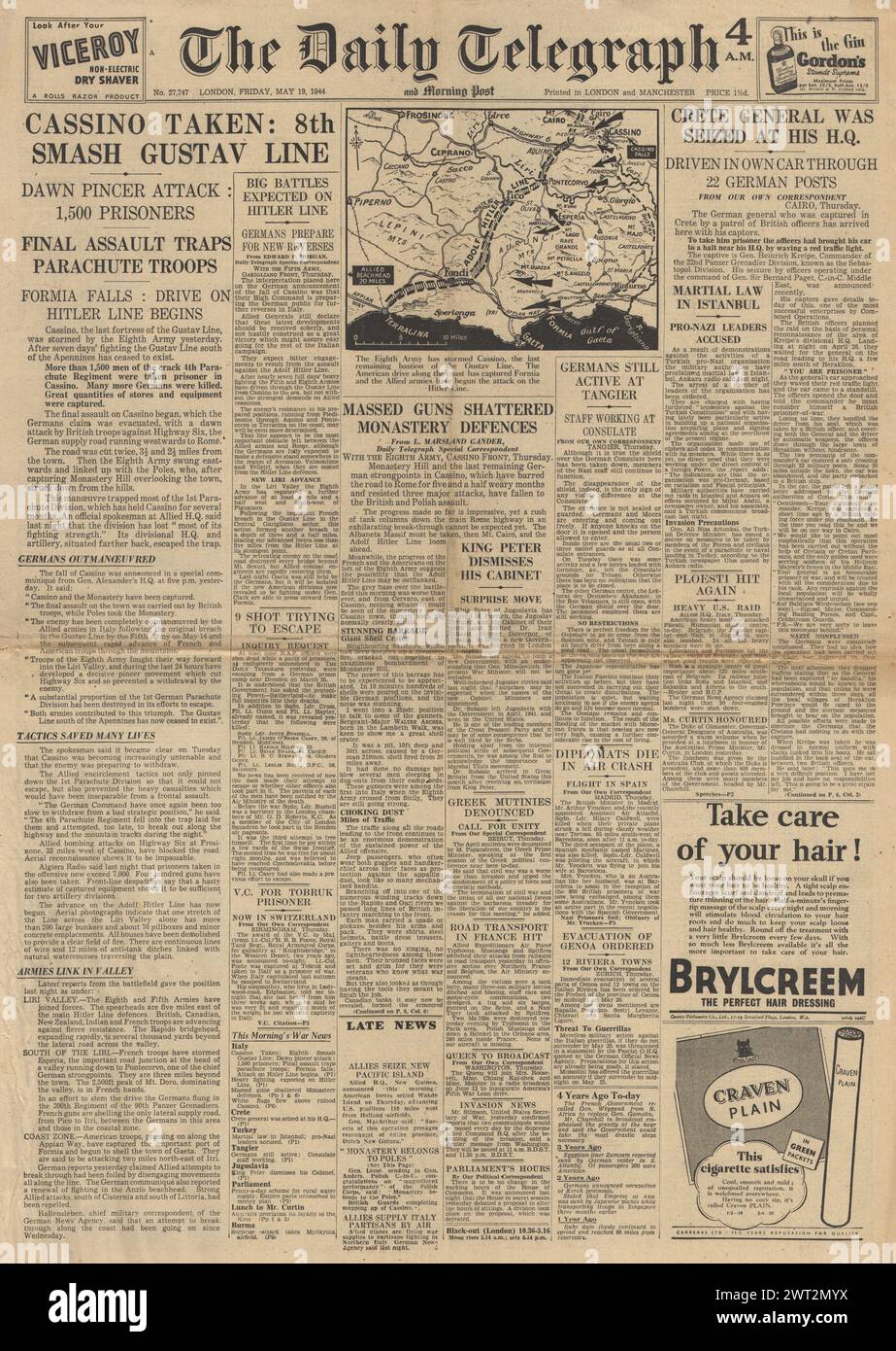 1944 daily telegraph front page hi-res stock photography and images - Alamy