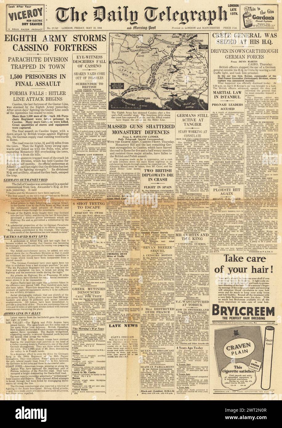 Monte cassino 1944 newspaper hi-res stock photography and images - Alamy