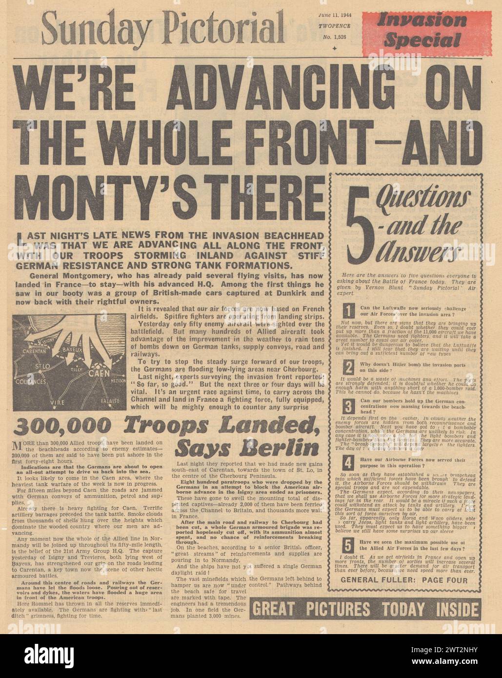 Battle normandy newspaper 1944 hi-res stock photography and images - Alamy