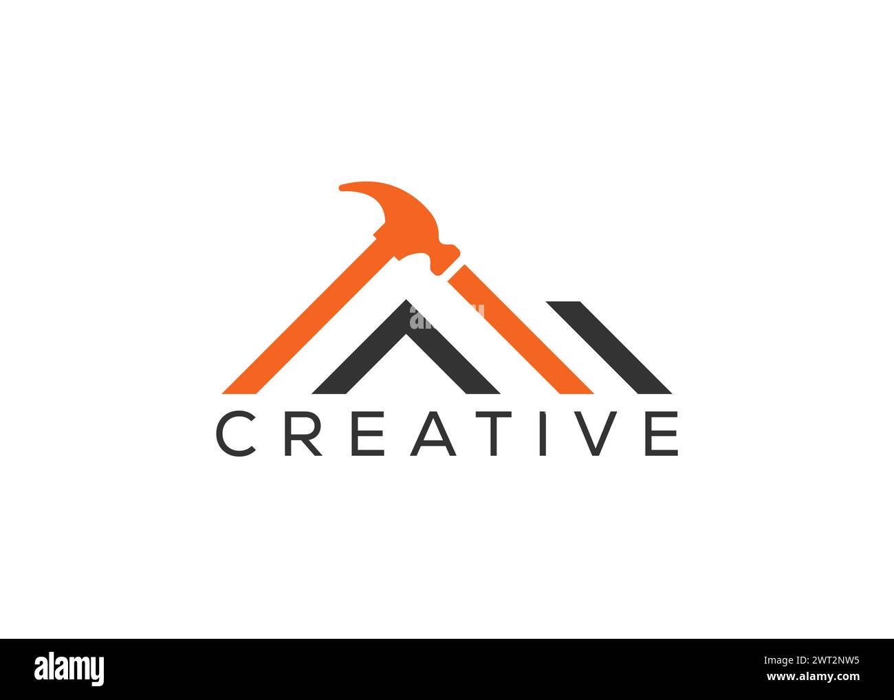 Minimal Building Construction logo vector template. Home and hammer ...