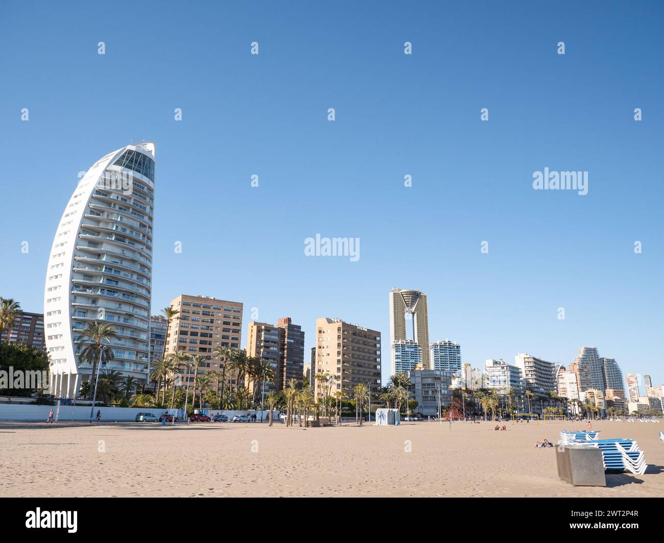 Benidorm, Spain; March 12th 2024: Poniente Beach in Benidorm, views to ...
