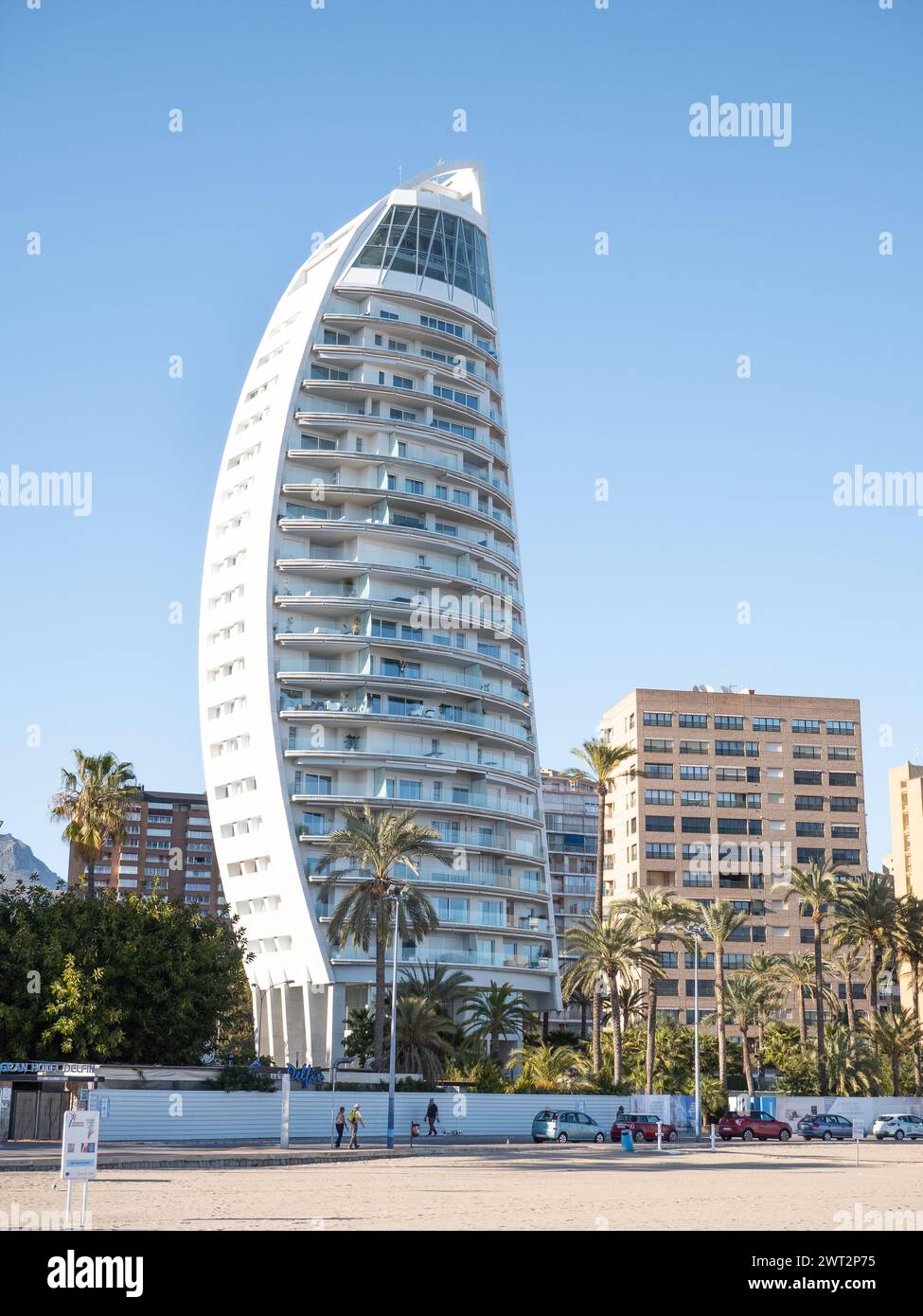 Benidorm, Spain; March 12th 2024: Delfin Tower building at Poniente ...