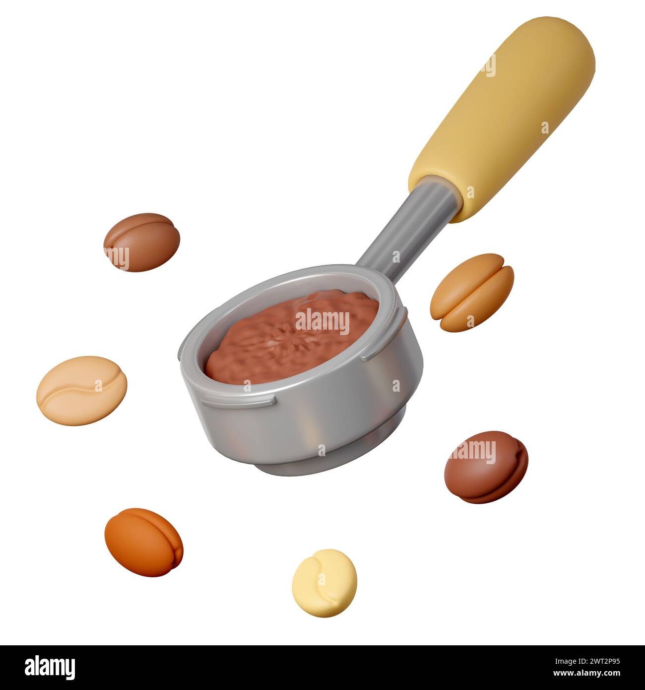 A ground coffee and coffee bean Cartoon Style Isolated on a White ...