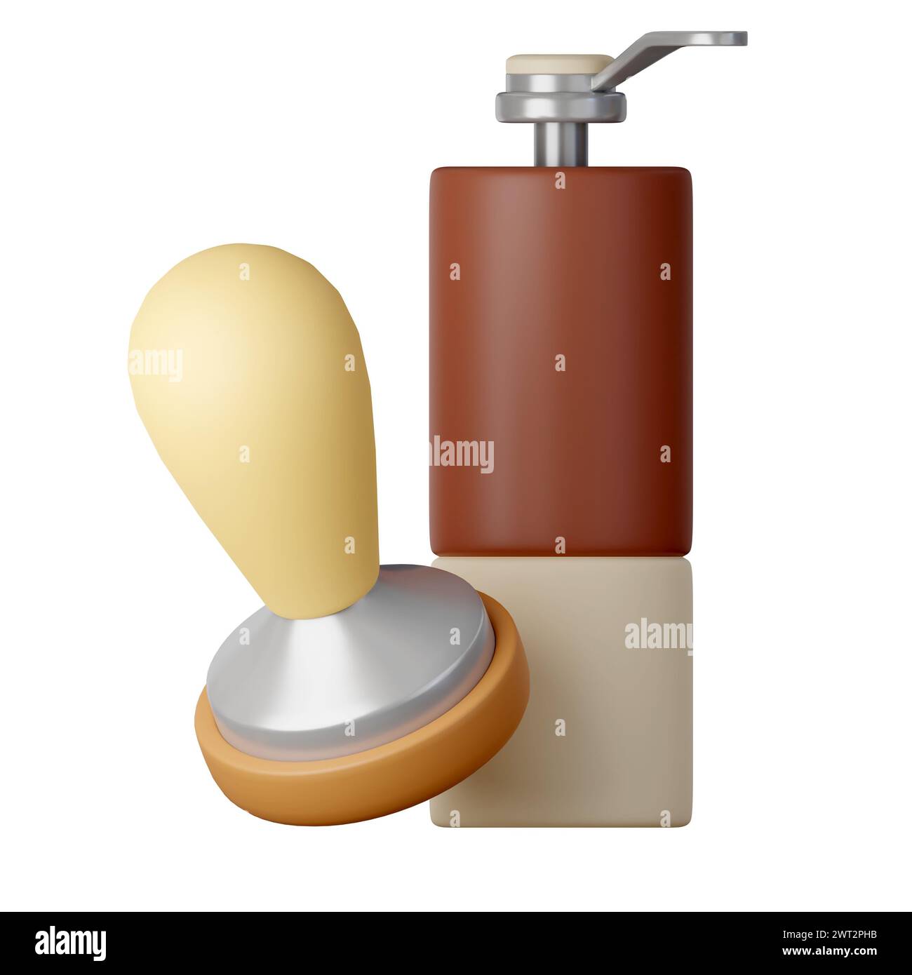 coffee temper and coffee grinder Cartoon Style Isolated on a White ...