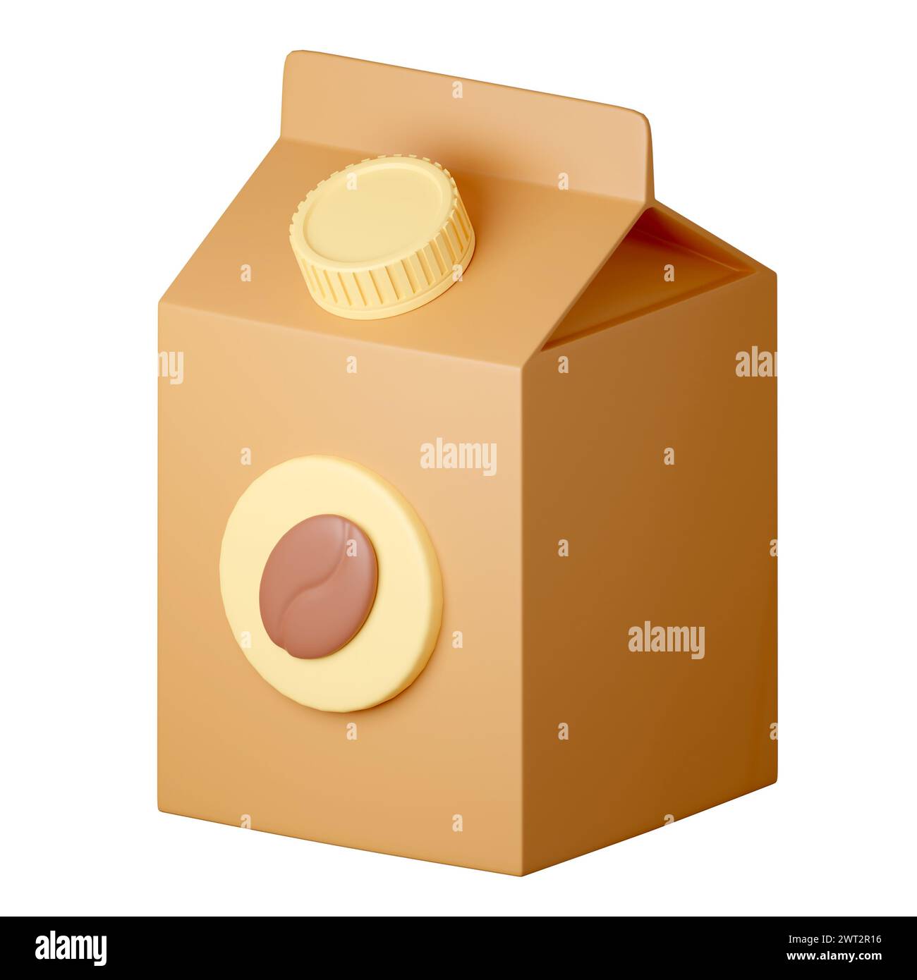 3d a carton coffee milk latte in Cartoon Style Isolated on a White ...