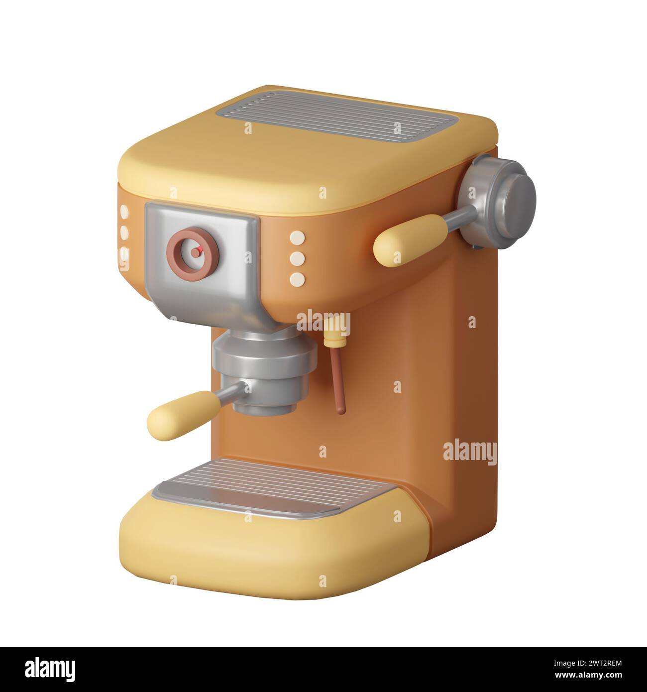 Coffee Maker Cartoon Style Isolated on a White Background. 3d ...