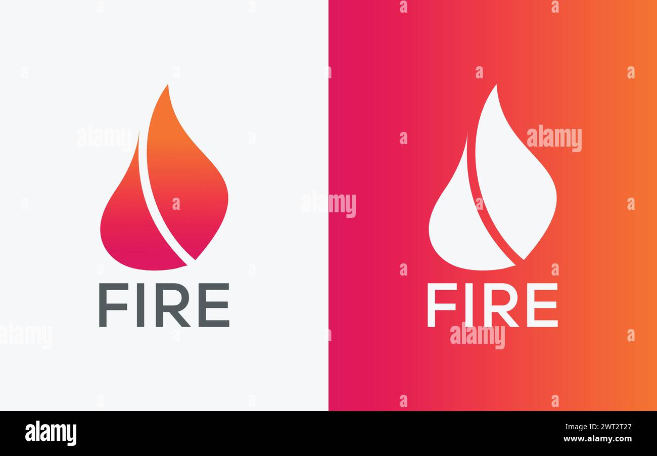 Minimalist Fire flame vector logo. Modern colorful Bonfire vector logo ...