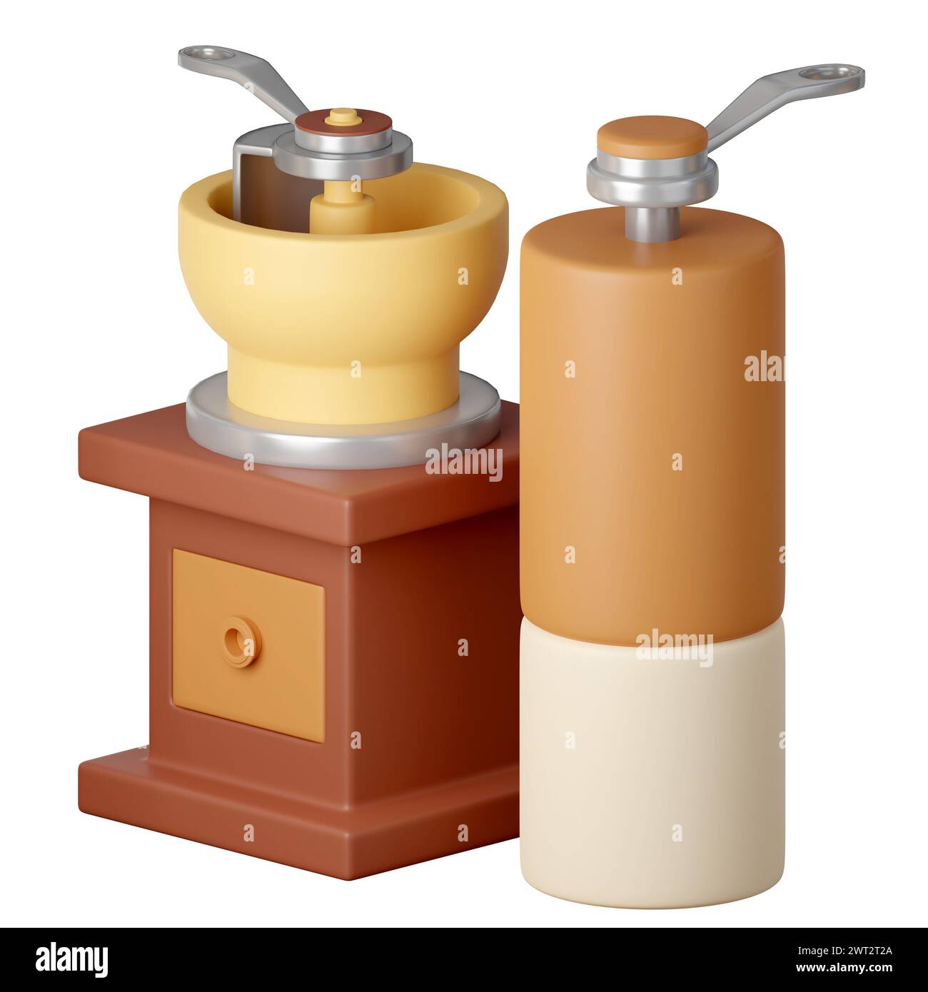 a set of coffee grinder coffee bean maker Cartoon Style Isolated on a ...