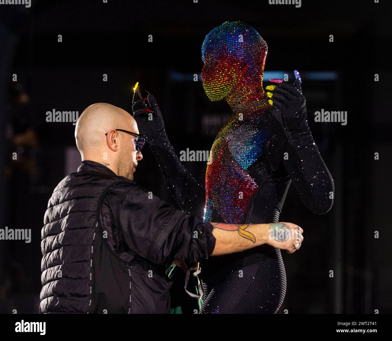 London, UK. 15 March 2024. Francesco Colucci performs a live dressing ...