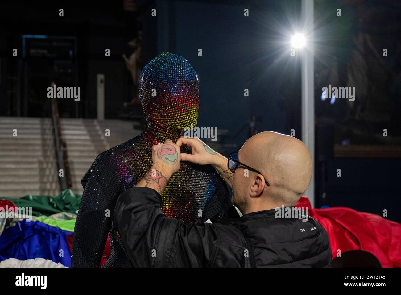 London, UK. 15 March 2024. Francesco Colucci performs a live dressing ...