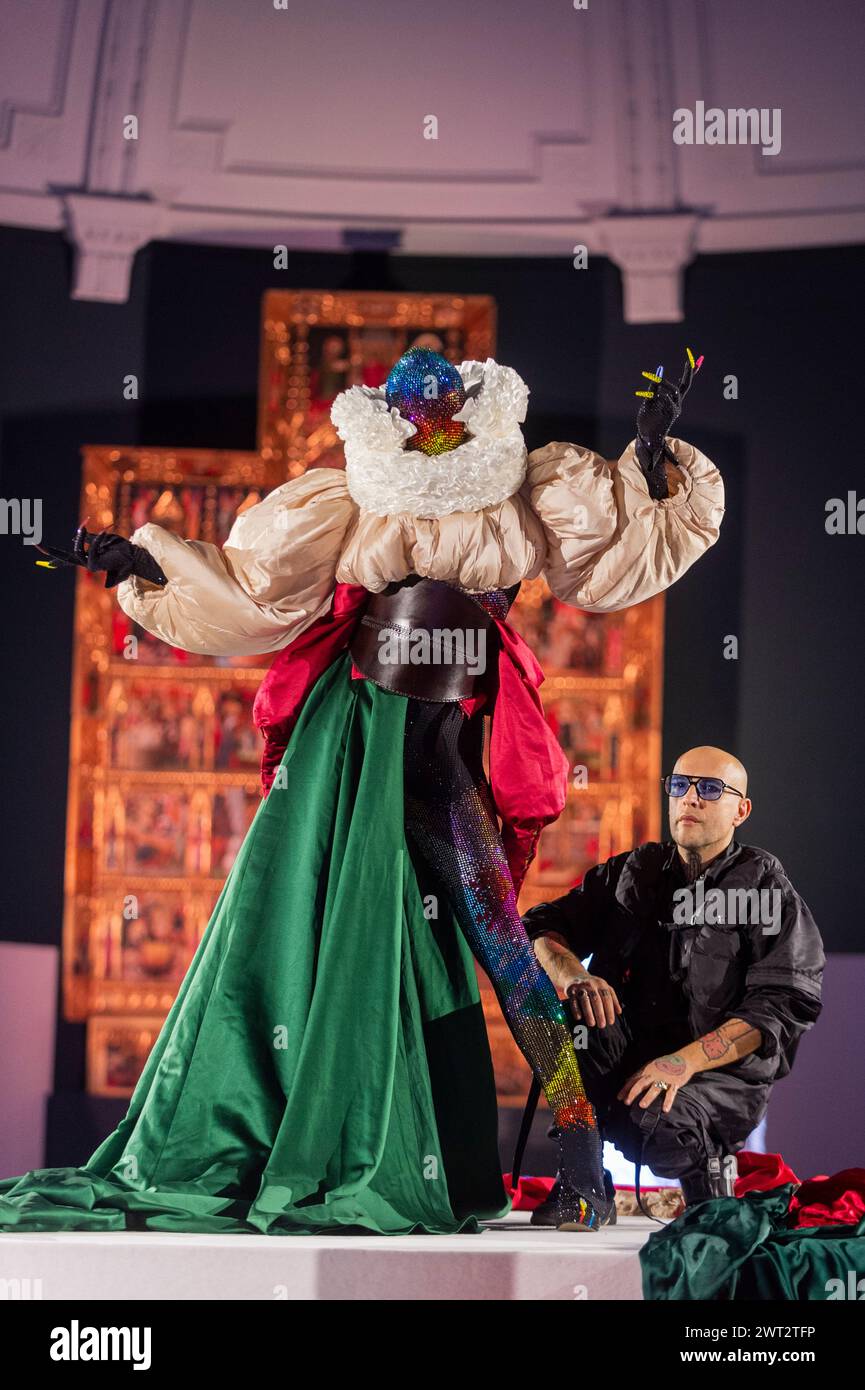 London, UK. 15 March 2024. Francesco Colucci performs a live dressing ...