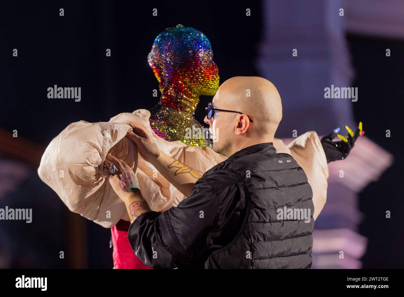 London, UK. 15 March 2024. Francesco Colucci performs a live dressing ...