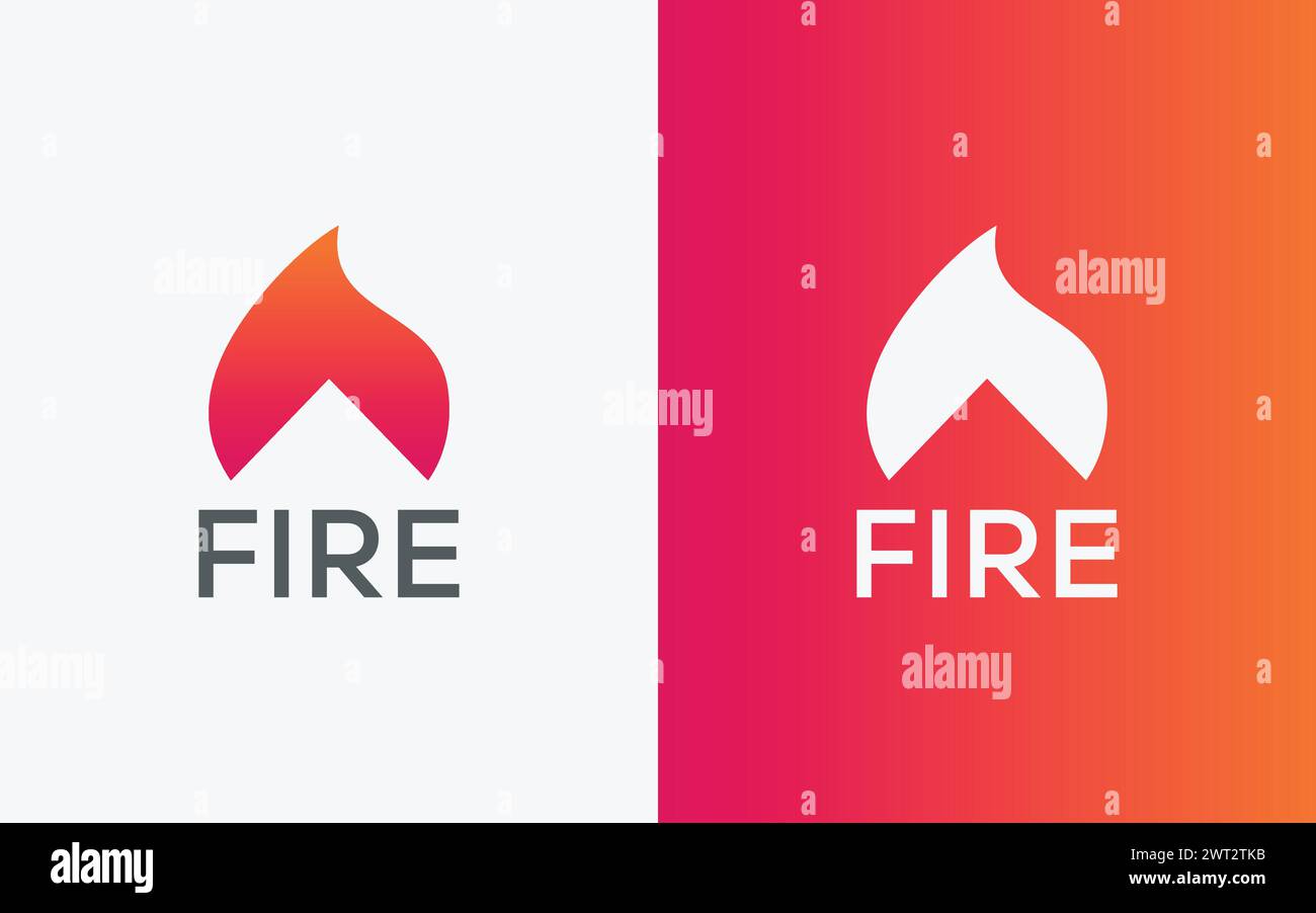 Minimalist Fire flame vector logo. Modern colorful Bonfire vector logo ...