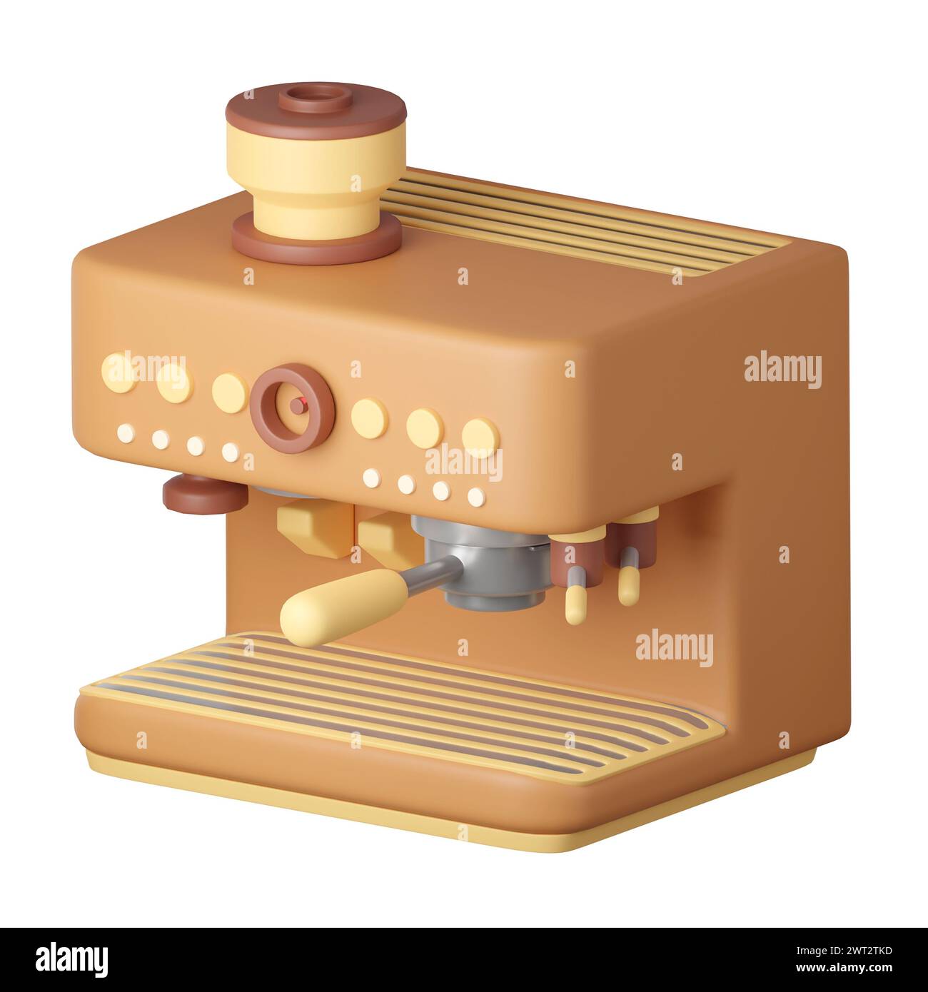 Coffee Machine Cartoon Style Isolated on a White Background. 3d ...