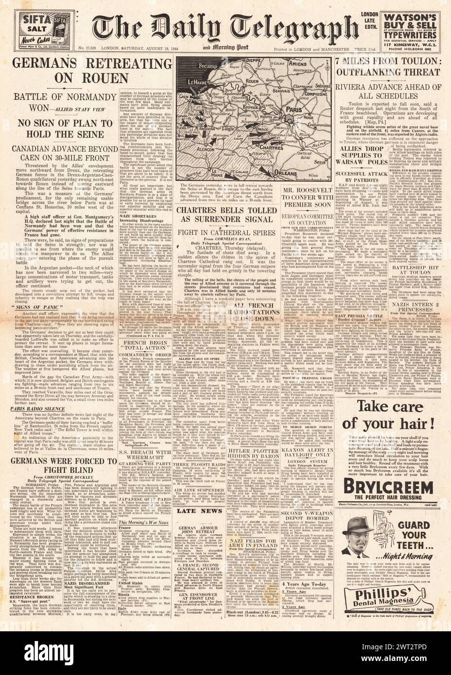 1944 The Daily Telegraph front page reporting Battle for Normandy ...