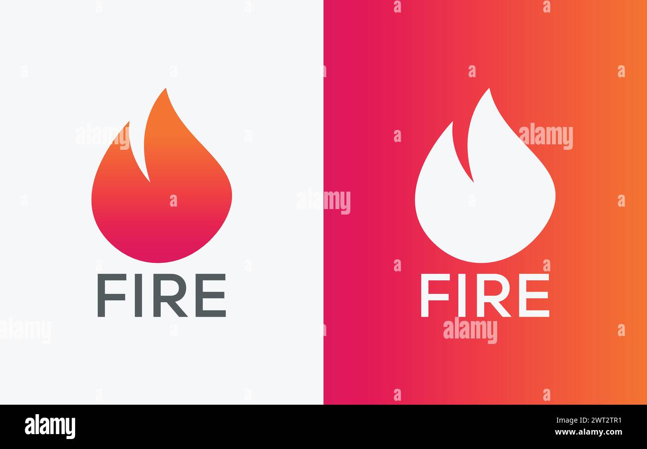 Minimalist Fire flame vector logo. Modern colorful Bonfire vector logo ...
