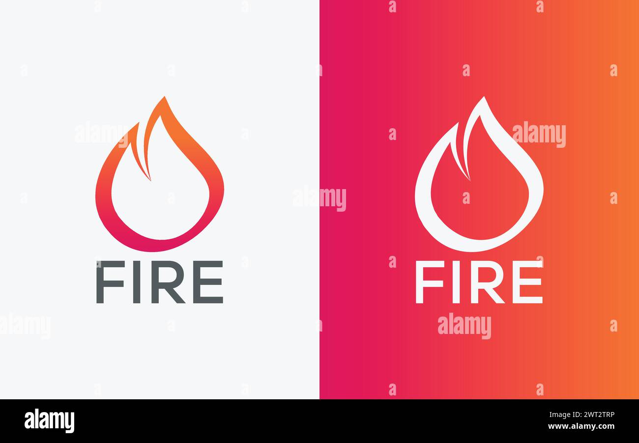 Minimalist Fire flame vector logo. Modern colorful Bonfire vector logo ...
