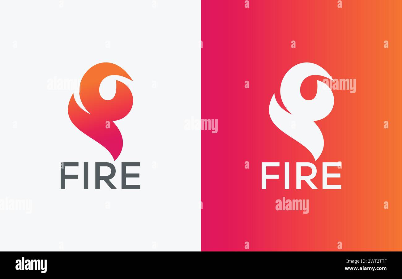 Minimalist Fire flame vector logo. Modern colorful Bonfire vector logo ...