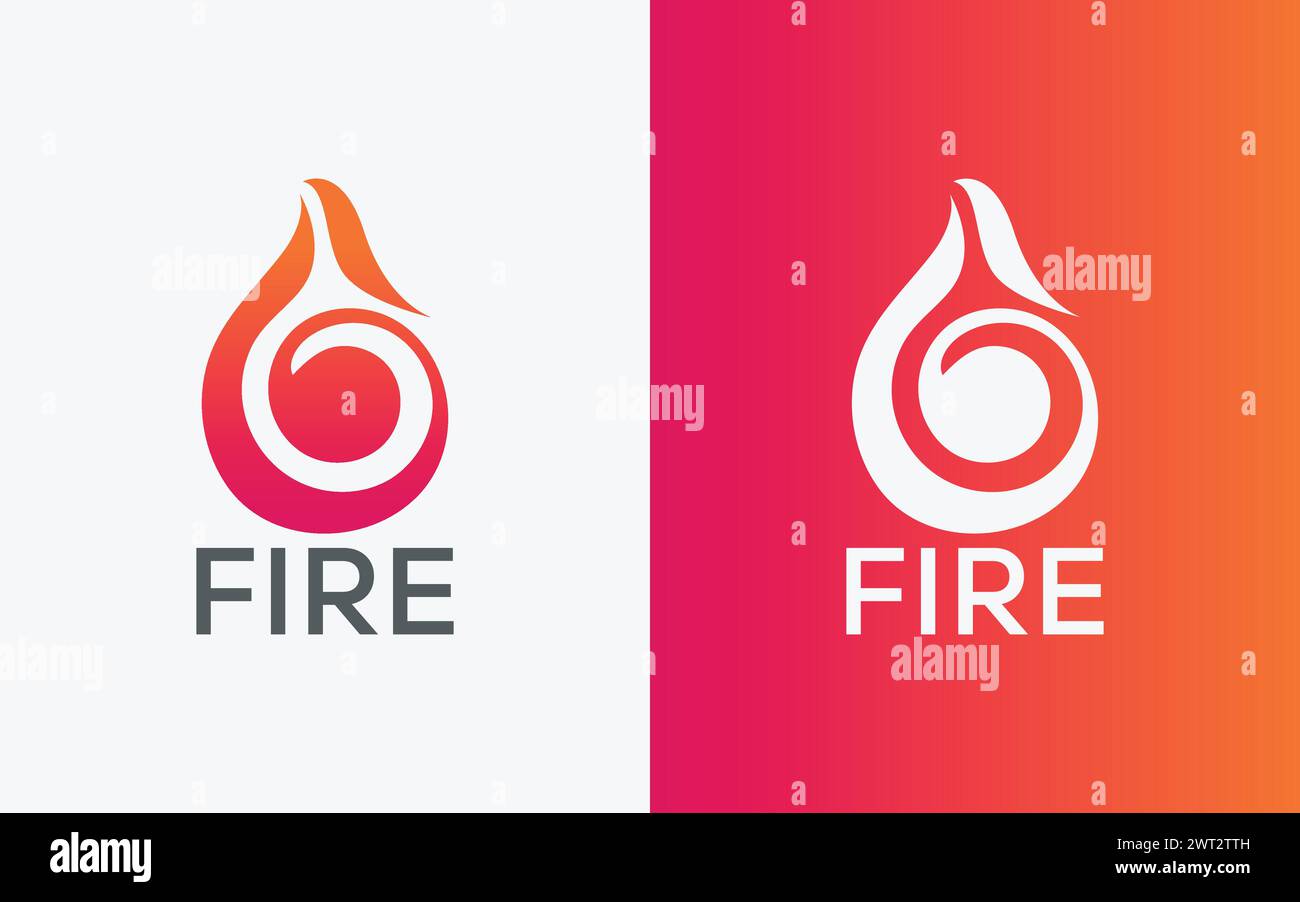 Minimalist Fire flame vector logo. Modern colorful Bonfire vector logo ...
