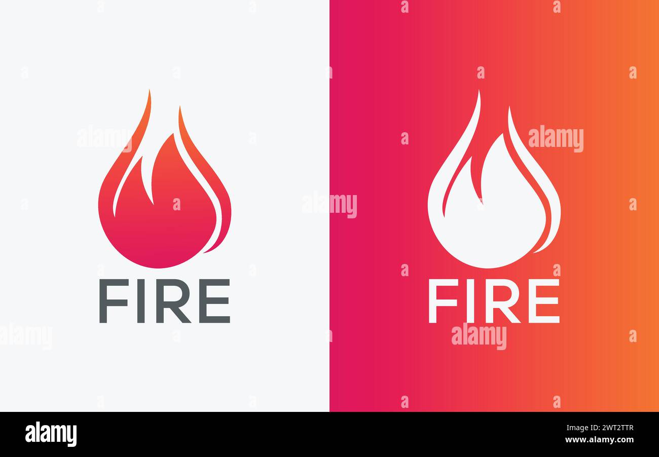 Minimalist Fire flame vector logo. Modern colorful Bonfire vector logo ...