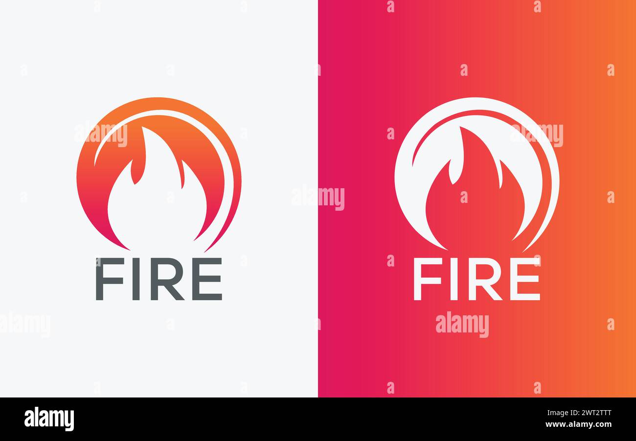 Minimalist Fire flame vector logo. Modern colorful Bonfire vector logo ...