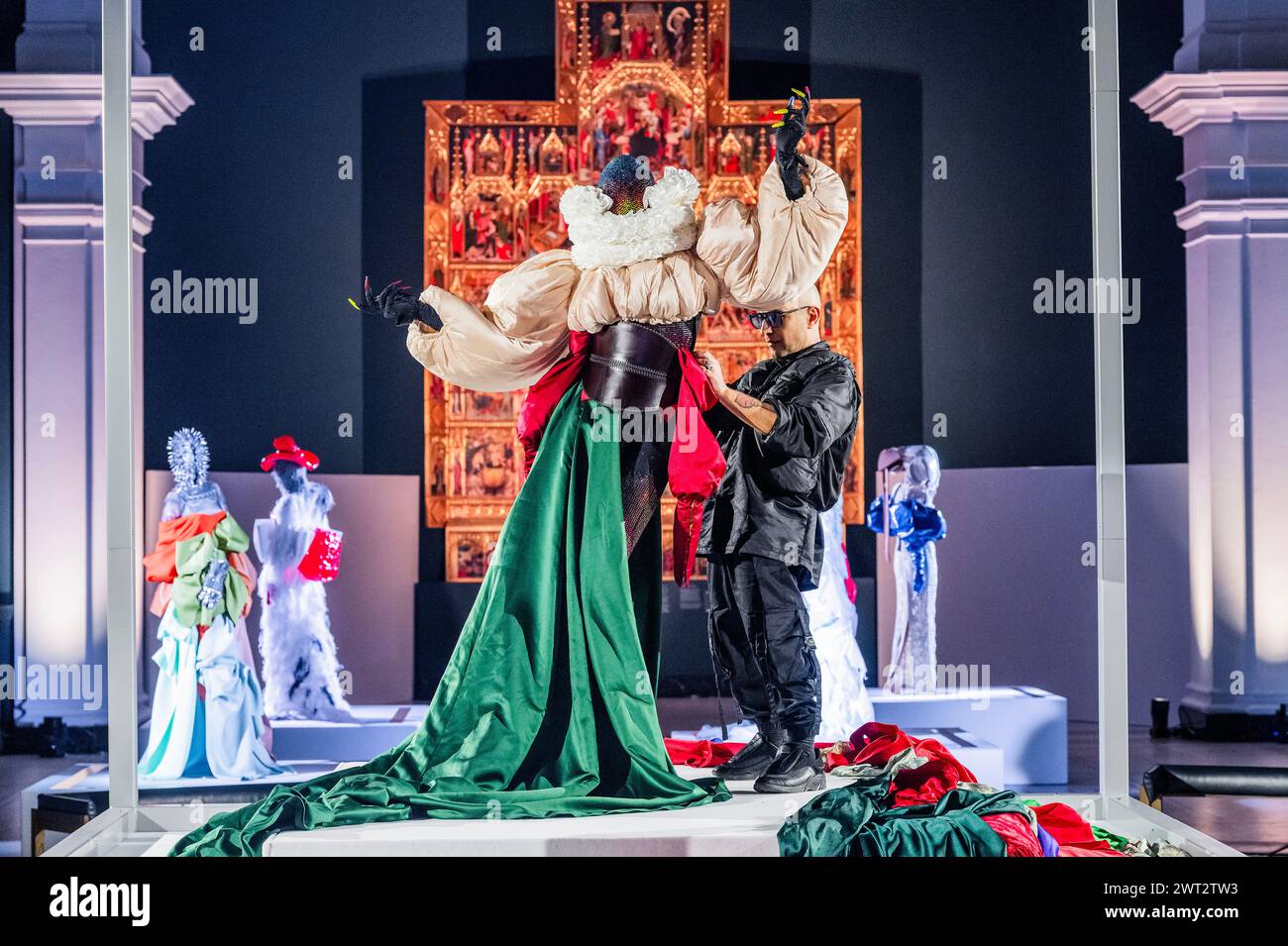 London, UK. 15 Mar 2024. Colucci performs a live dressing with his muse ...