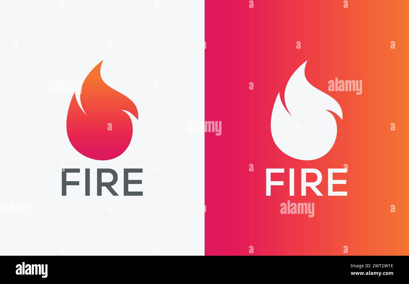Minimalist Fire flame vector logo. Modern colorful Bonfire vector logo ...