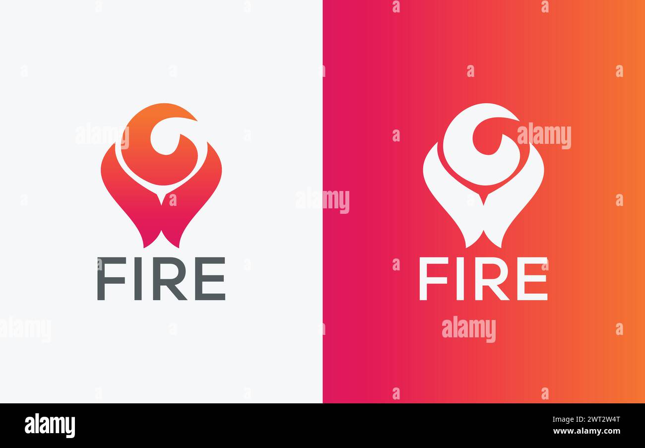 Minimalist Fire flame vector logo. Modern colorful Bonfire vector logo ...