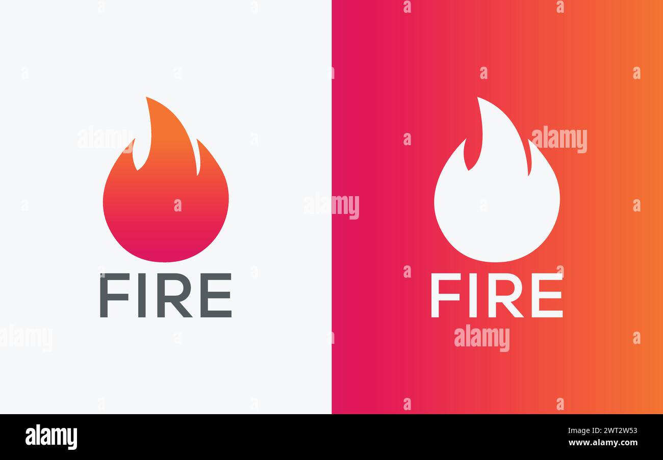 Minimalist Fire flame vector logo. Modern colorful Bonfire vector logo ...
